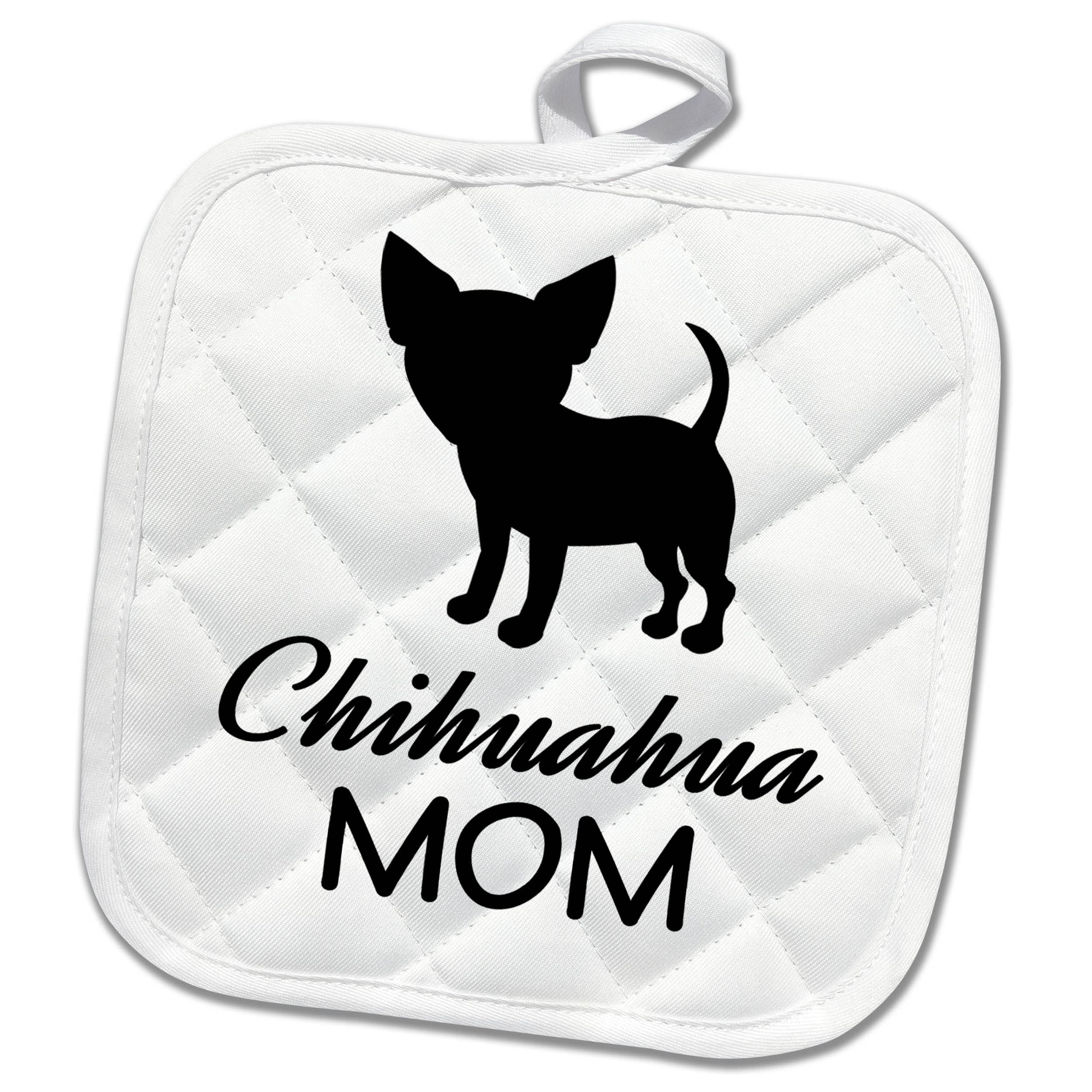 3dRose Janna Salak Designs Dogs - Chihuahua Dog Mom - Potholders (PHL_350771_1)