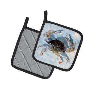 Caroline's Treasures 8011PTHD Blue Crab Pair of Pot Holders Kitchen Heat Resistant Pot Holders Sets Oven Hot Pads for Cooking Baking BBQ, 7 1/2 x 7 1/2