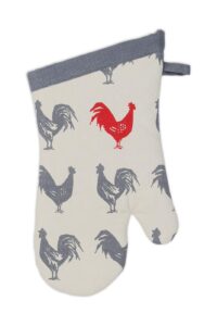 mu kitchen 100% cotton terry-lined designer oven mitt, 13-inch, hen house