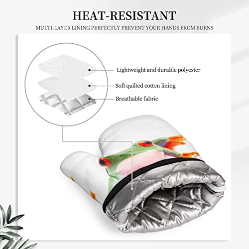 Red Eyed Monkey Tree Frog Printed Silicone Anti-Scald Gloves, Oven Mitts, Used for Cooking, Grilling, Kitchen Oven Gloves.