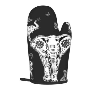 Elephant Oven Mitts and Pot Holders Sets Heat Resistant Holiday Decor Oven Gloves with Non-Slip Surface for Reusable for Baking BBQ Cooking