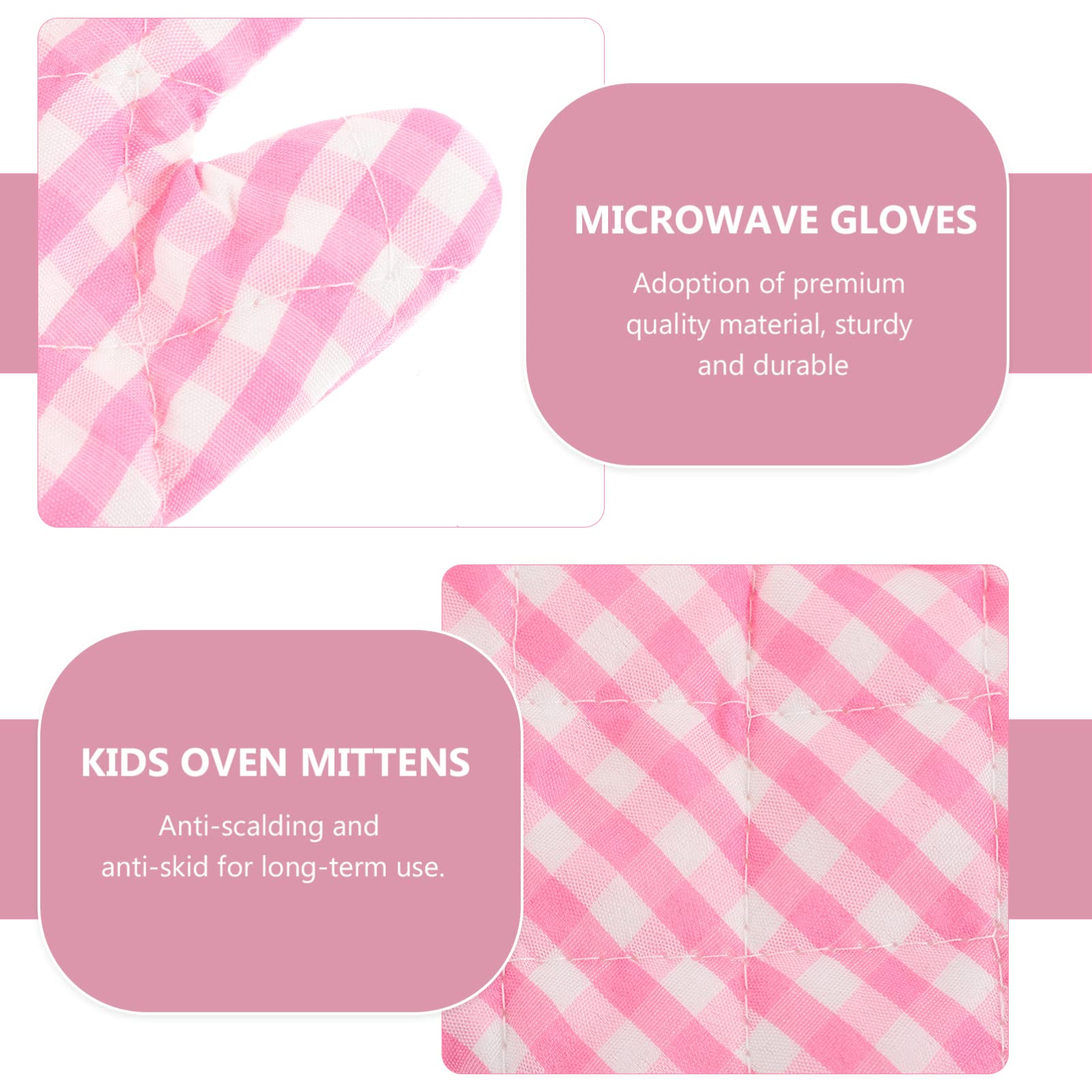 Mini Oven Mitts 2Pcs Children Microwave Gloves for Kids Play Kitchen Heat Resistant Cooking Mitts Anti Scald Baking Gloves for Boys Girls