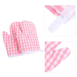 Mini Oven Mitts 2Pcs Children Microwave Gloves for Kids Play Kitchen Heat Resistant Cooking Mitts Anti Scald Baking Gloves for Boys Girls