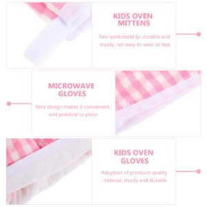 Mini Oven Mitts 2Pcs Children Microwave Gloves for Kids Play Kitchen Heat Resistant Cooking Mitts Anti Scald Baking Gloves for Boys Girls