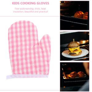 Mini Oven Mitts 2Pcs Children Microwave Gloves for Kids Play Kitchen Heat Resistant Cooking Mitts Anti Scald Baking Gloves for Boys Girls