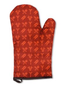 funny heat resistant oven mitt pot holder glove - kitchen gift for women and men - cooking, baking, bbq and animal lovers (grill master)