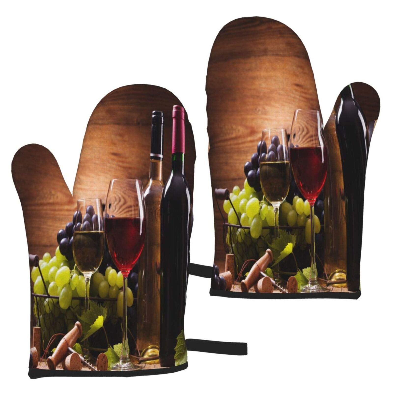 Mount Hour 2 Piece Set Oven Mitts, Grapes Baking Glove for Cooking BBQ Gift