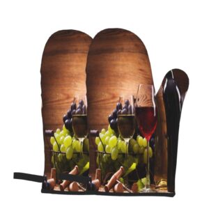 Mount Hour 2 Piece Set Oven Mitts, Grapes Baking Glove for Cooking BBQ Gift