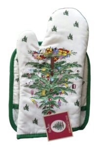 spode christmas tree 2-pc kitchen gift set: oven mitt & square pot holder