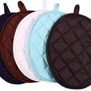 100% Cotton Kitchen Everyday Basic Cotton Oval Oval Oval Pot Holder Heat Resistant Coaster Oval Potholder for Cooking and Baking 7.9 inch x 9.5 -Inch Set of 5 (Multicolor)