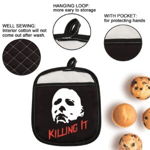 ZJXHPO Halloween Party Gift Pot Holder Horror Movie Lover Baking Gift Killing It Oven Mitts Gift Baker Oven Pads Pot Holder (White face Holder)