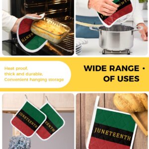 5Pack Pot Holders Cotton Heat Resistant Oven Hot Pads, American Juneteenth Potholder Machine Washable Cloth Potholders for Daily Kitchen Baking and Cooking with Hanging Loops - Red Black Green Stripe