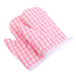 upkoch kitchen gloves 2pcs kids baking gloves kids oven mitts kitchen heat resistant microwave gloves for children play cooking baking kitchen farmhouse restaurant pink kids baking gloves