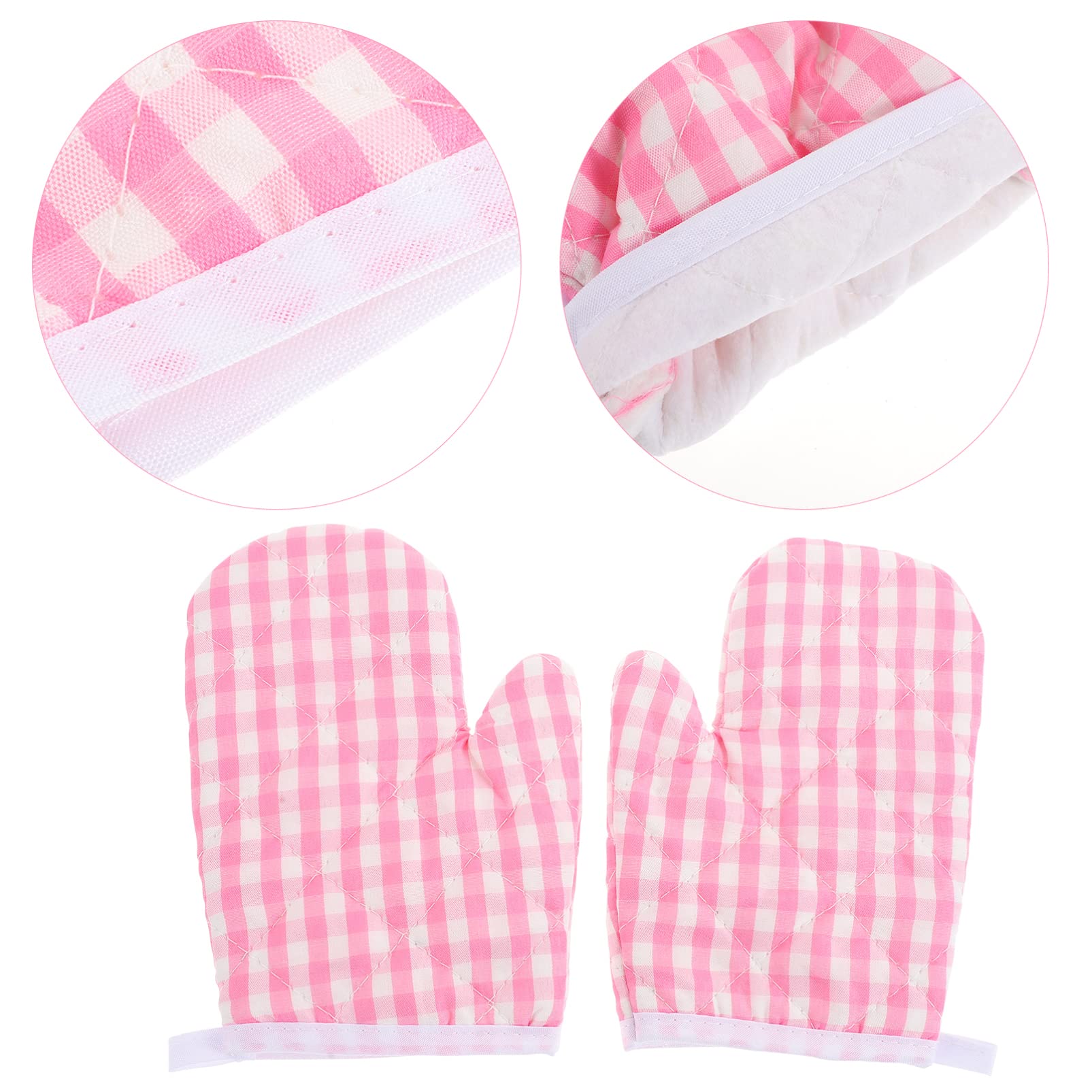 UPKOCH Kitchen Gloves 2Pcs Kids Baking Gloves Kids Oven Mitts Kitchen Heat Resistant Microwave Gloves for Children Play Cooking Baking Kitchen Farmhouse Restaurant Pink Kids Baking Gloves