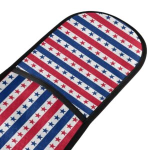 Quilted Double Oven Mitt - American Patriotic Stars Connected Oven Mitts Hot Gloves Great for Baking Cooking BBQ