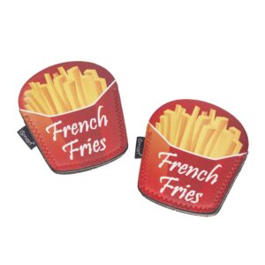 creative home set of 2 (one pair) neoprene oven mitt heat resist kitchen gloves pot holder grabber, 5.3" l x 5.7" w, french fries