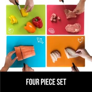 Gorilla Grip Silicone Oven Mitts and Flexible Cutting Boards 4 Pack, Oven Mitts are 12.5 Inch in Almond Color, Flexible Cutting Boards are Multicolor, 2 Item Bundle