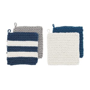 Mud Pie Crochet Pot Holder, Stripe, 8" x 8"