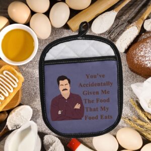 WZMPA Funny TV Show Oven Mitt with Hot Pads TV Show Fans Gift Given Me The Food That My Food Eats Pot Holders Gloves for Friend Family(Food Eats Holder)