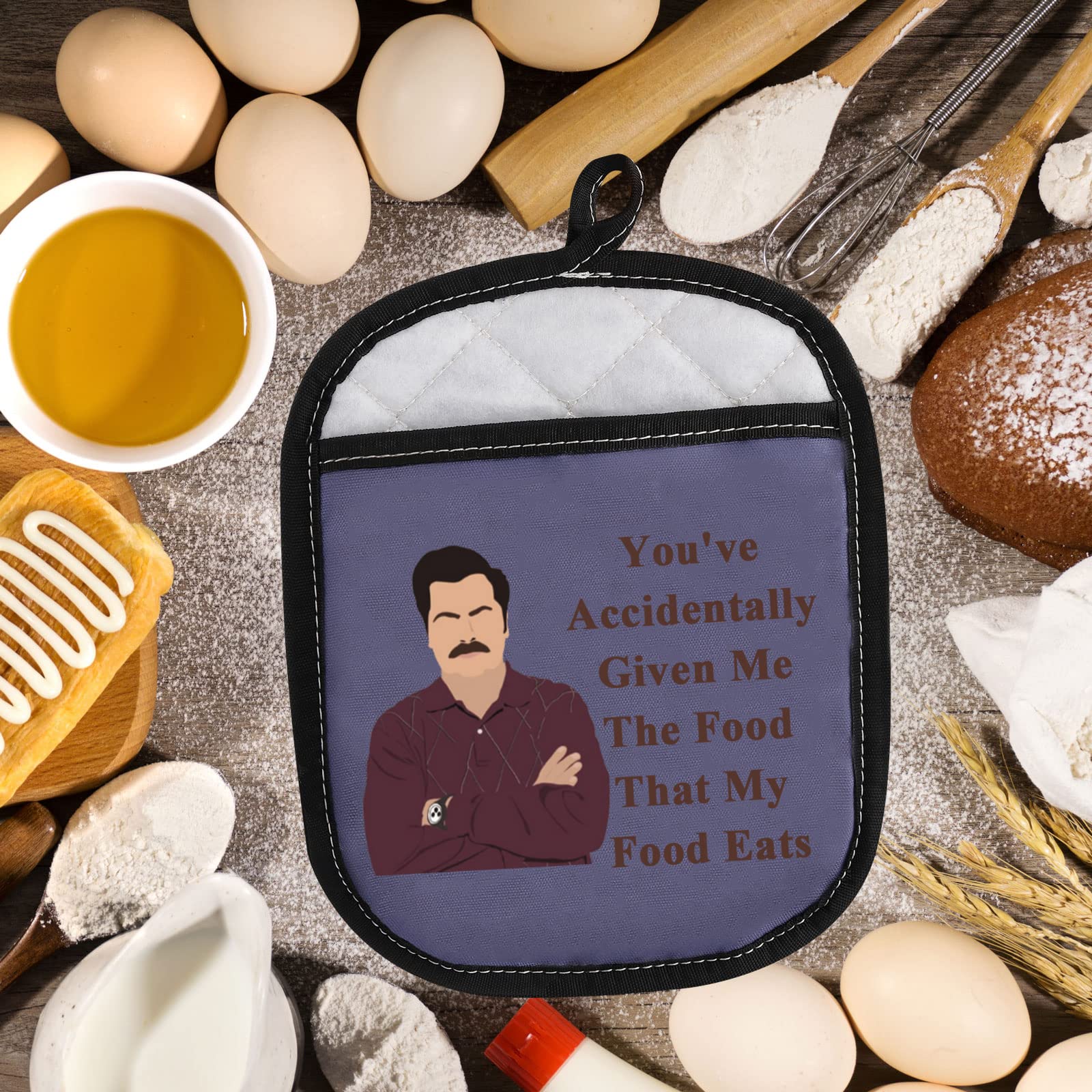 WZMPA Funny TV Show Oven Mitt with Hot Pads TV Show Fans Gift Given Me The Food That My Food Eats Pot Holders Gloves for Friend Family(Food Eats Holder)