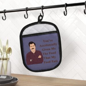 WZMPA Funny TV Show Oven Mitt with Hot Pads TV Show Fans Gift Given Me The Food That My Food Eats Pot Holders Gloves for Friend Family(Food Eats Holder)