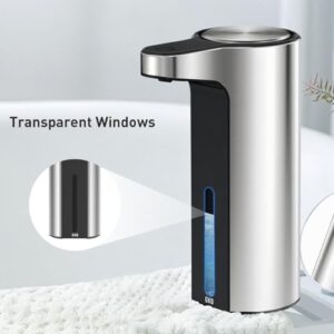 EKO Aroma Touchless Automatic Soap Dispenser for Kitchen and Bathroom, Liquid Hand Soap Dispenser, Water-Resistant and Rechargeable, 9 fl oz (Stainless)