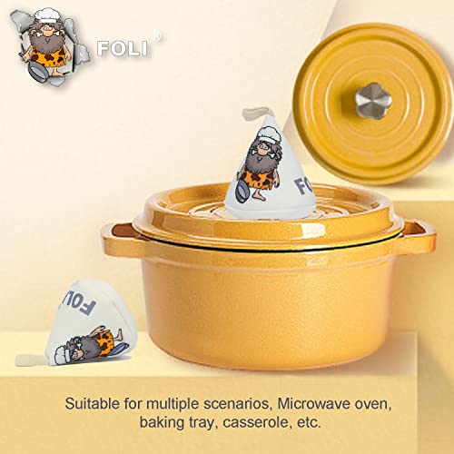 FOLI Hot Pot Lid Handle Mitt,Heat Resistant Pot Knob Grabber Holder, Anti Scald Casserole Pot Lid Knob Cover Hand Protector 2Pack, Wood Pulp Cotton Dish Washing Kitchen Scrubber 2Pack