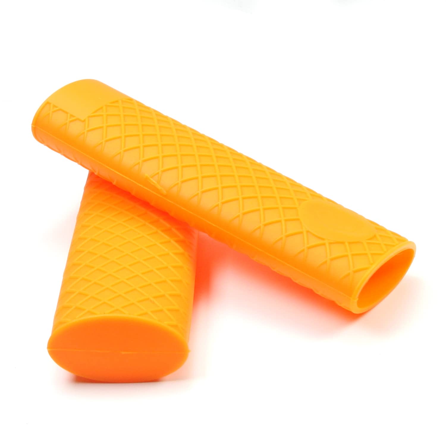 Yinpecly 2Pcs Silicone Hot Handle Holder Rubber Pot Sleeve Heat Resistant Kitchen Potholders for Cast Iron Pans, Metal Frying Pans, Skillets, Griddles, Orange