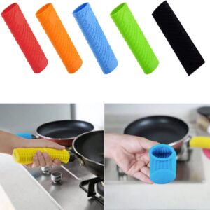 Yinpecly 2Pcs Silicone Hot Handle Holder Rubber Pot Sleeve Heat Resistant Kitchen Potholders for Cast Iron Pans, Metal Frying Pans, Skillets, Griddles, Orange