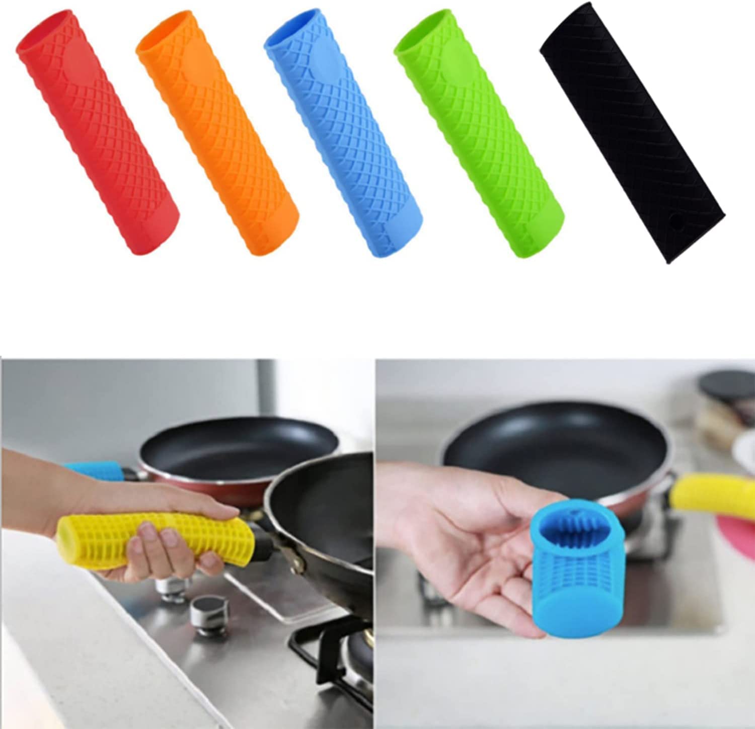 Yinpecly 2Pcs Silicone Hot Handle Holder Rubber Pot Sleeve Heat Resistant Kitchen Potholders for Cast Iron Pans, Metal Frying Pans, Skillets, Griddles, Orange