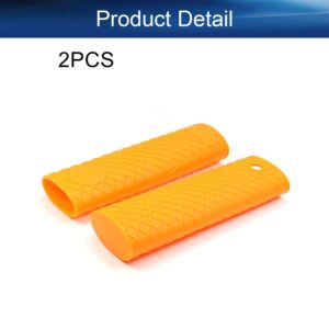 Yinpecly 2Pcs Silicone Hot Handle Holder Rubber Pot Sleeve Heat Resistant Kitchen Potholders for Cast Iron Pans, Metal Frying Pans, Skillets, Griddles, Orange