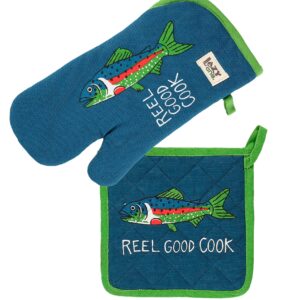 LazyOne Funny Oven Mitt and Pot Holder Set, Cute Kitchen Accessories for Home, Set of 1 Matching Hot Pad and 1 Oven Glove