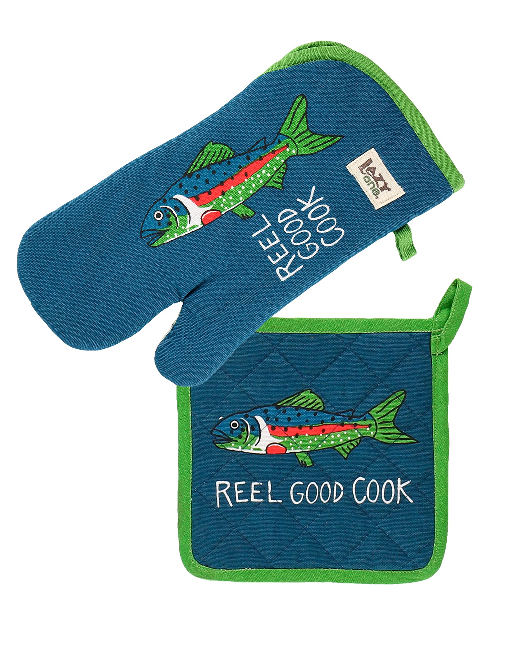 LazyOne Funny Oven Mitt and Pot Holder Set, Cute Kitchen Accessories for Home, Set of 1 Matching Hot Pad and 1 Oven Glove