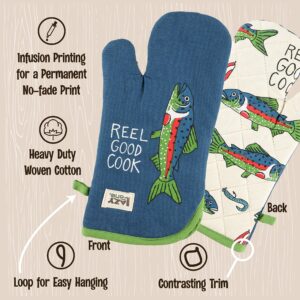 LazyOne Funny Oven Mitt and Pot Holder Set, Cute Kitchen Accessories for Home, Set of 1 Matching Hot Pad and 1 Oven Glove