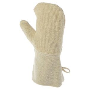 beige heavyweight terry cloth oven mitt - 13" l