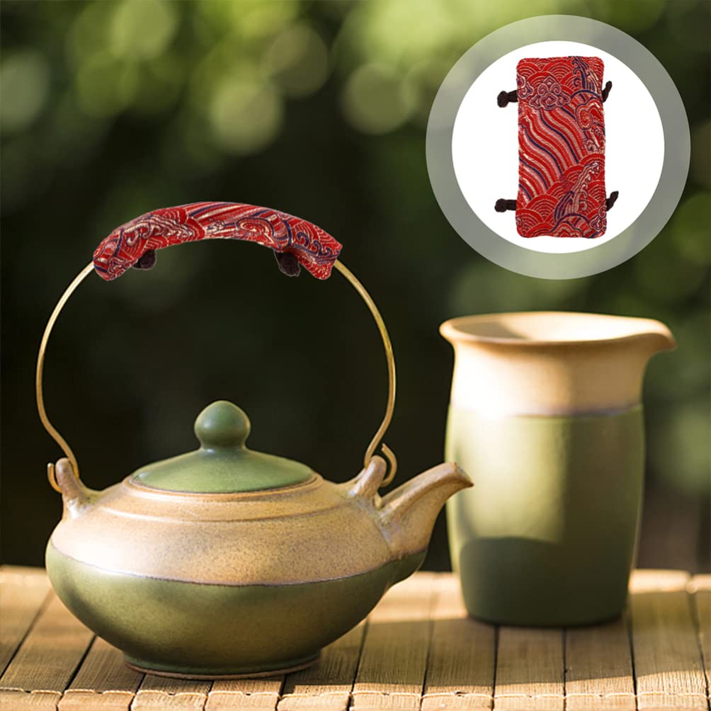 HEMOTON 2pcs Teapot Handle Gloves Pot Handle Covers Kettle Handle Cover Decorative Handle Cover Tea Pot Hot Handle Cover Pot Handle Mitt Tea Pot Holder Pan Tea Ceremony Accessories Cloth