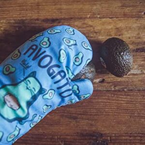 Avogato Oven Mitt Funny Cat Gato Avocado Toast Kitty Lover Graphic Oven Glove Funny Graphic Kitchenwear Funny Food Novelty Cookware Blue Oven Mitt