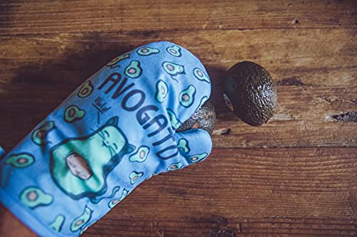 Avogato Oven Mitt Funny Cat Gato Avocado Toast Kitty Lover Graphic Oven Glove Funny Graphic Kitchenwear Funny Food Novelty Cookware Blue Oven Mitt