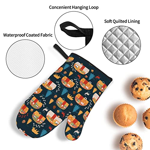 Camper Car Oven Mitts and Pot Holders Sets Potholders Oven Gloves Hot Pads for Kitchen Cooking Baking Grilling Grill 4-Piece Set