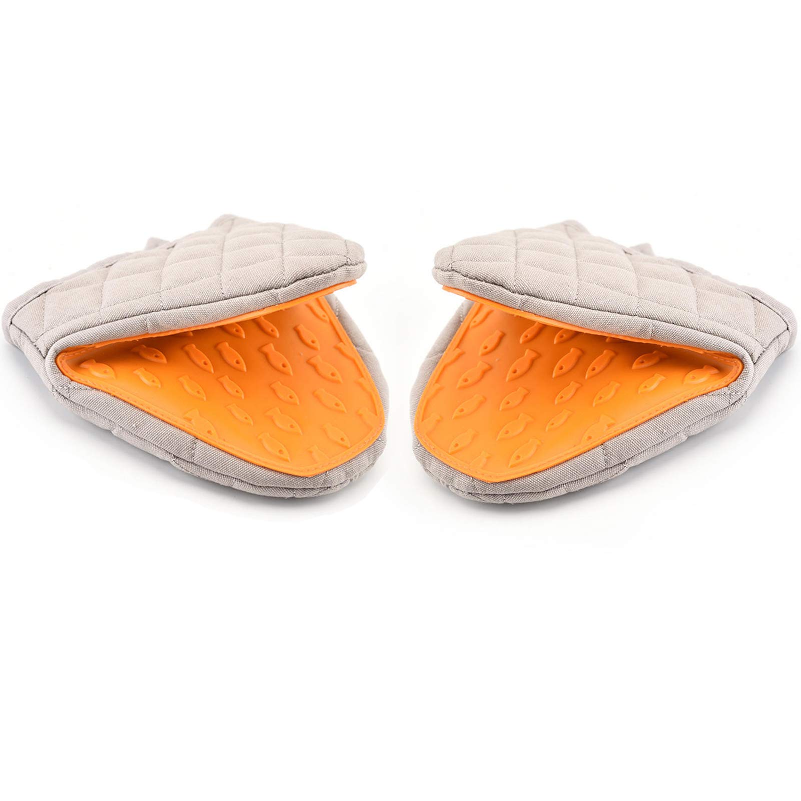 EORTA A Pair Oven Mitts Heat Insulation Short Oven Gloves Crocodile Mouth Shaped Silicone Potholder for Cooking Baking Grilling, Hands Protector, Orange