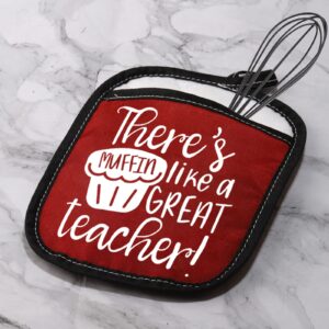 Teacher Appreciation Gift There's Muffin Like A Great Teacher Pot Holder Teacher Thank You Gift (Muffin Great Teacher Red)