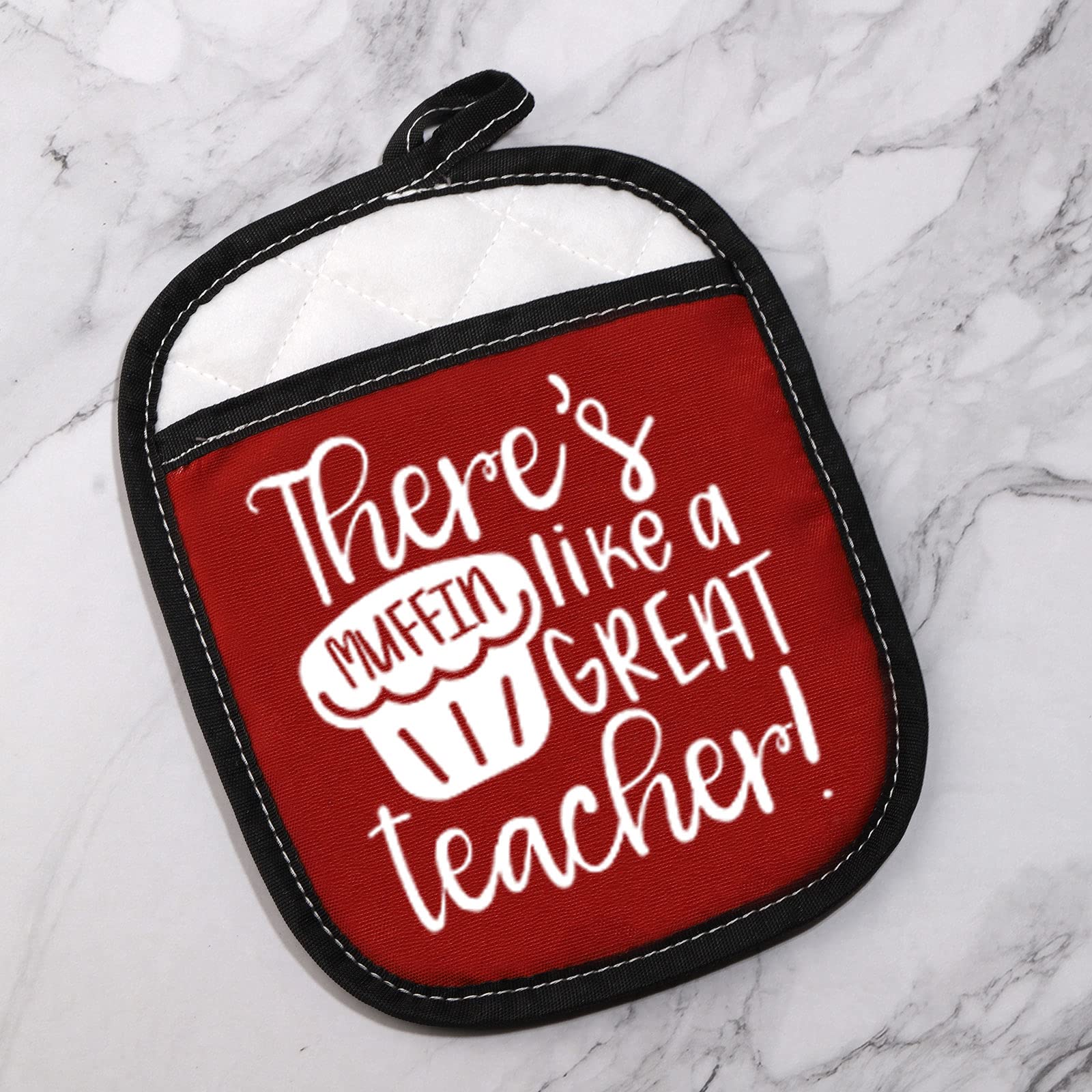 Teacher Appreciation Gift There's Muffin Like A Great Teacher Pot Holder Teacher Thank You Gift (Muffin Great Teacher Red)