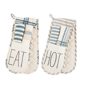 Mud Pie Bistro Double Oven Mitt, Eat, 35" x 7.25"