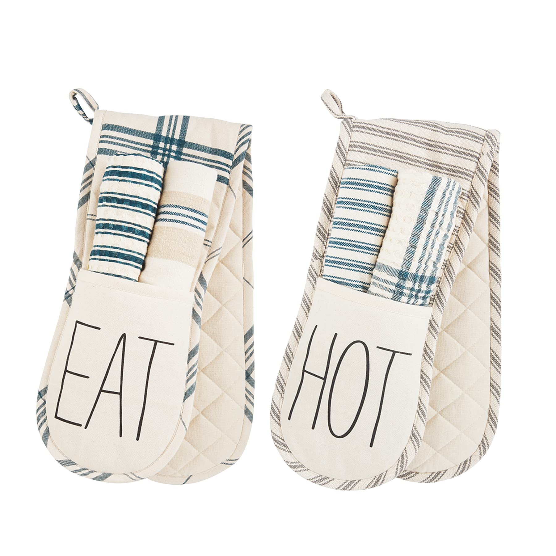 Mud Pie Bistro Double Oven Mitt, Eat, 35" x 7.25"