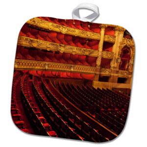 3d rose interior of paris opera house. pot holder, 8 x 8