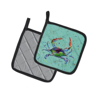 Caroline's Treasures 8462PTHD Crab Pair of Pot Holders Kitchen Heat Resistant Pot Holders Sets Oven Hot Pads for Cooking Baking BBQ, 7 1/2 x 7 1/2