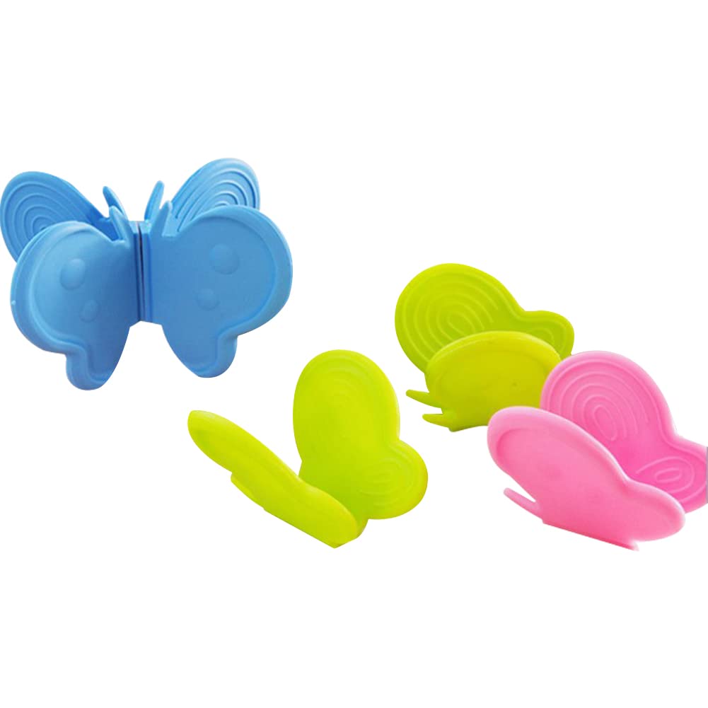 WAYUTO Silicone Pinch Mitt Butterfly 4Pcs Magnetic Gloves Heat Resistant Pot Holder Pan Handle Covers Pot Grip Handle Sleeve for Oven Kitchen Helper Gadgets Tools Home Camping Random Color