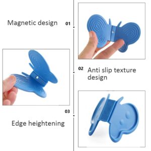 WAYUTO Silicone Pinch Mitt Butterfly 4Pcs Magnetic Gloves Heat Resistant Pot Holder Pan Handle Covers Pot Grip Handle Sleeve for Oven Kitchen Helper Gadgets Tools Home Camping Random Color