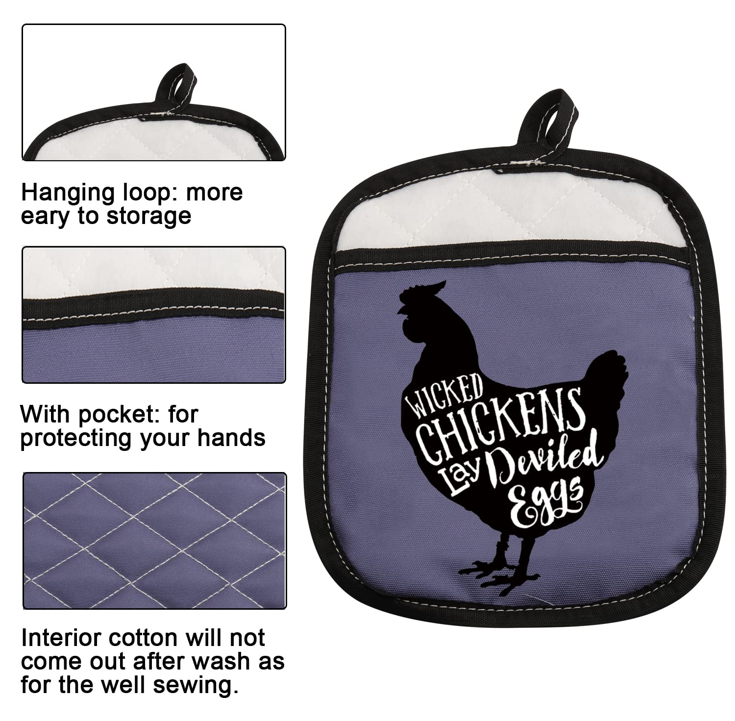 Funny Baking Oven Pads Pot Holder Wicked Chickens Lay Deviled Eggs Farmer Gift (Lay Deviled Egg)