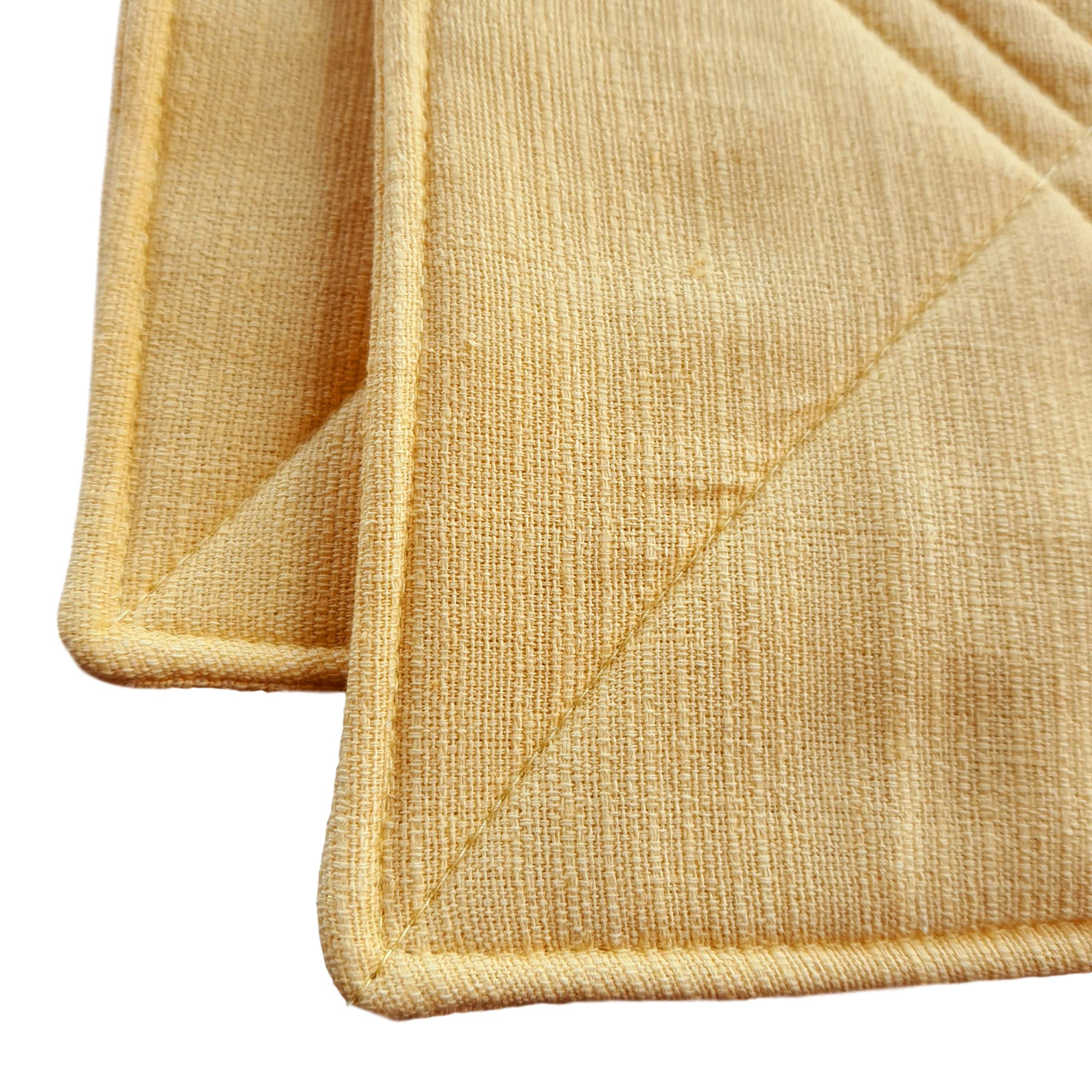 CUSHYSTORE 7.5" Pot Holder Cottage Style Oven Heat Pads for Cooking Kitchen Solid Plain Yellow, 2 Packs